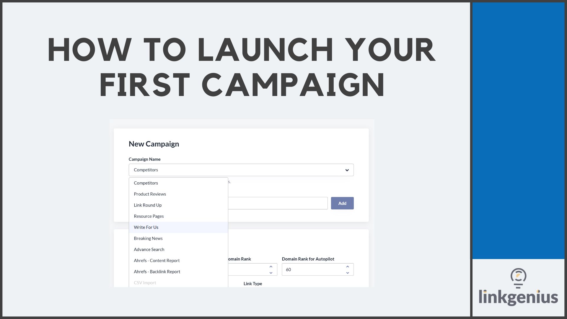 How to Launch Your First Campaign on Link Genius - Link Genius